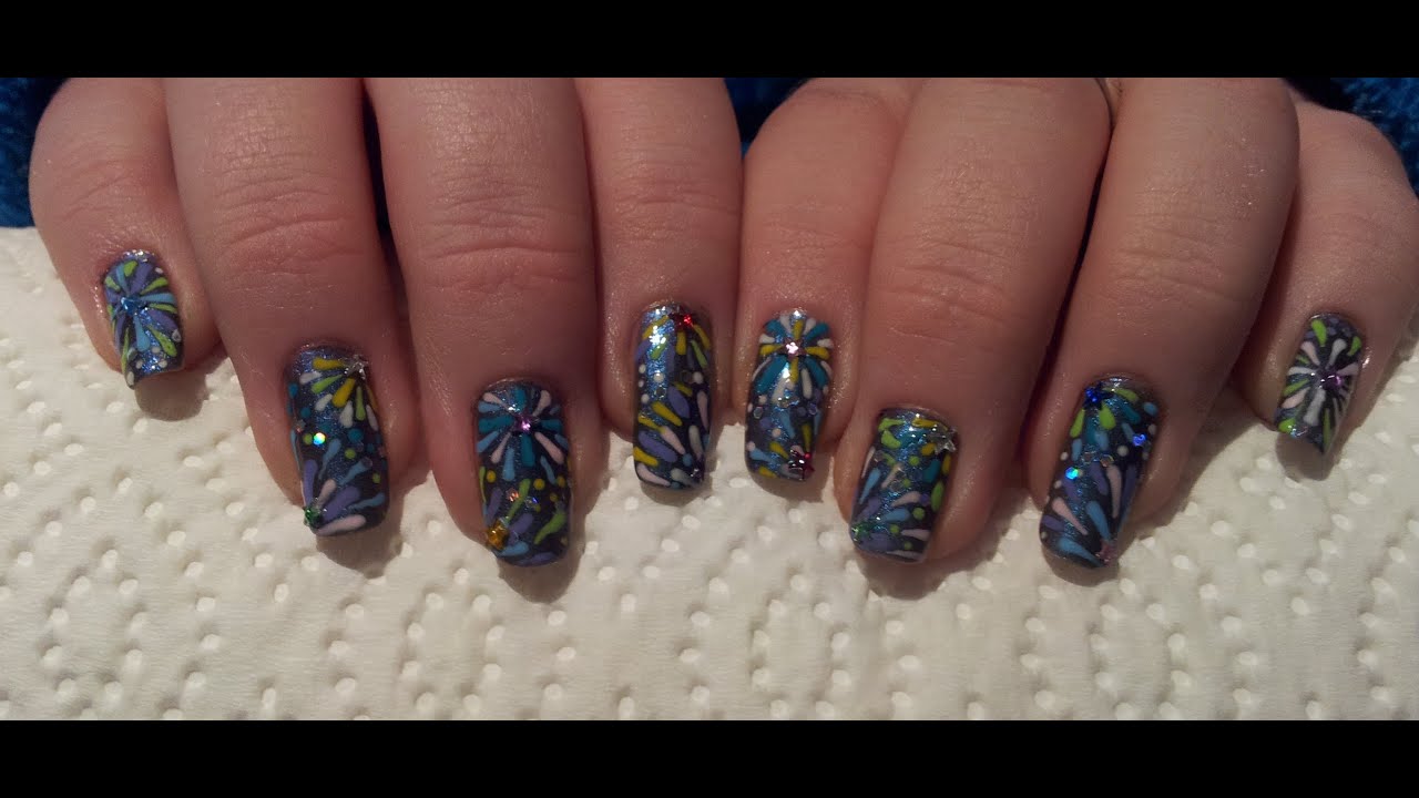 Simple Nails For Guy Fawkes Bonfire Night.. Firework Nail Tutorial ...