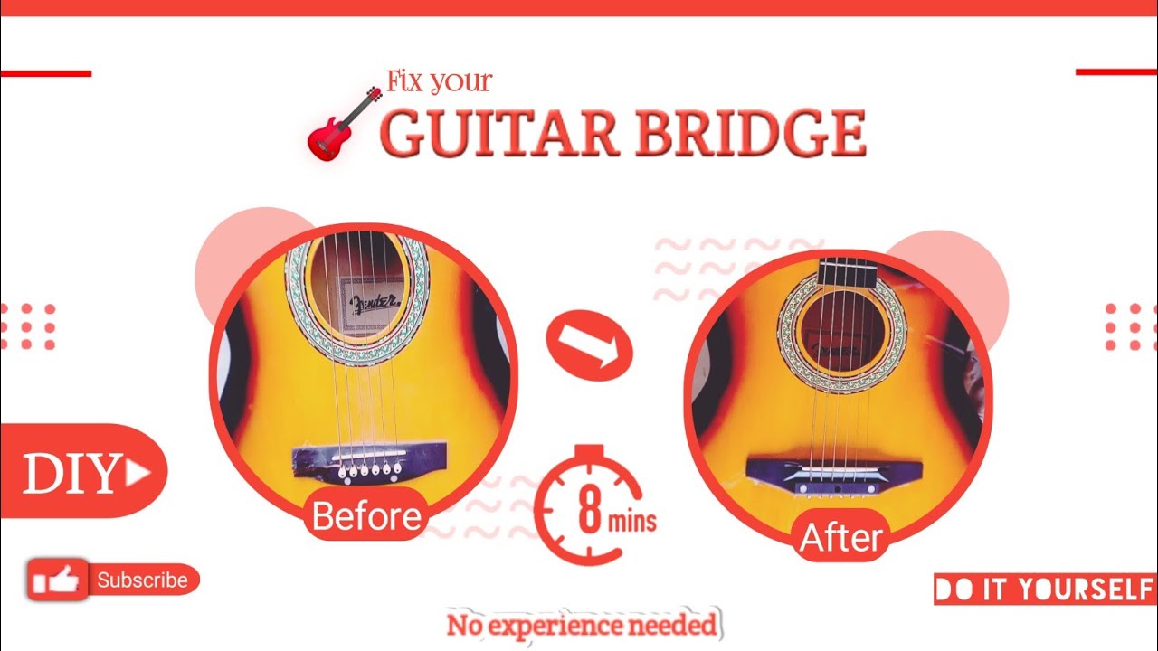 How To Fix your GUITAR BRIDGE in 8 minutes_ no technical tools or ...