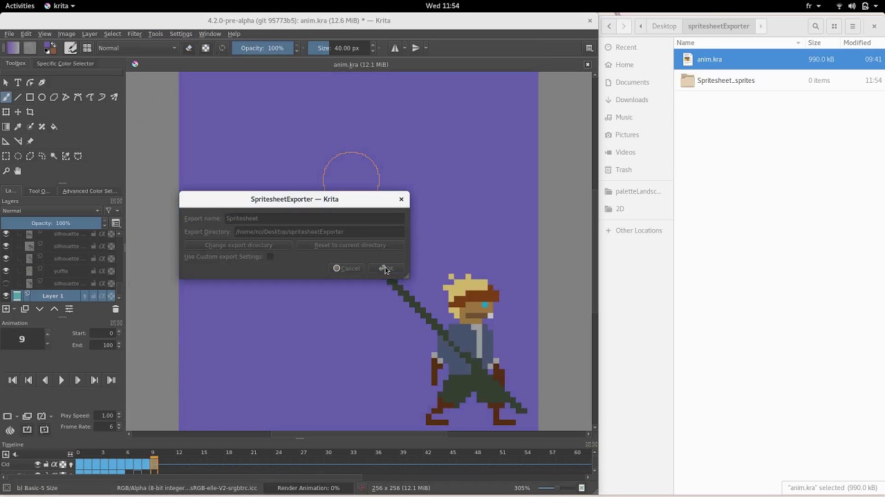 krita plugin: spritesheetExporter demo - short - YouTube