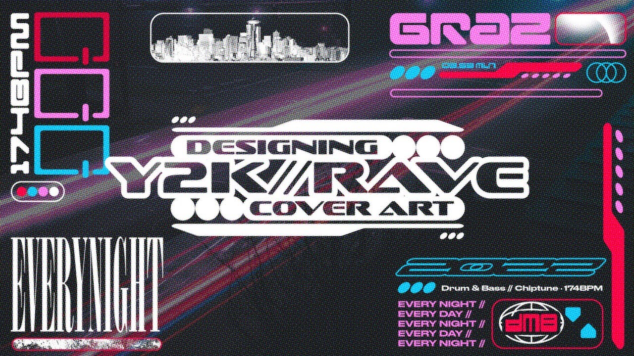 Designing Y2K / Rave Cover Art (Illustrator, Photoshop) - YouTube