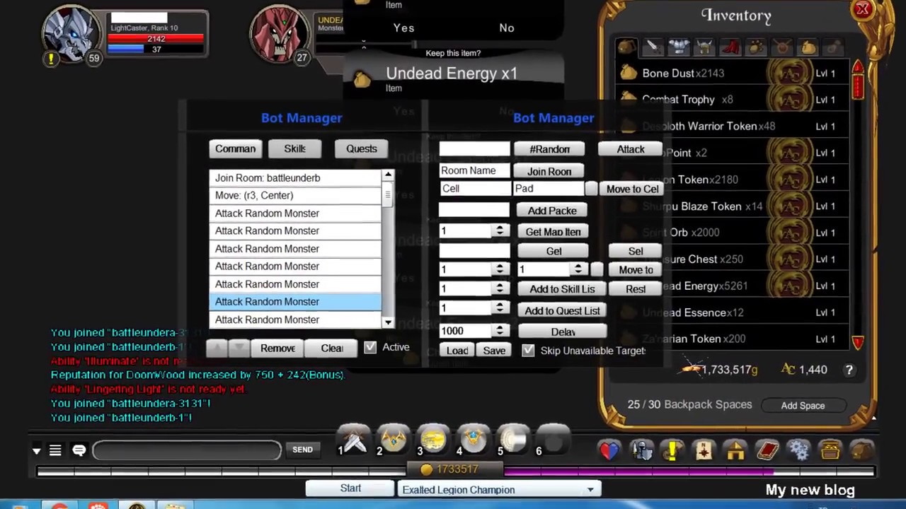 Aqw Exalted Legion Champion and Spirit Orb bot - YouTube