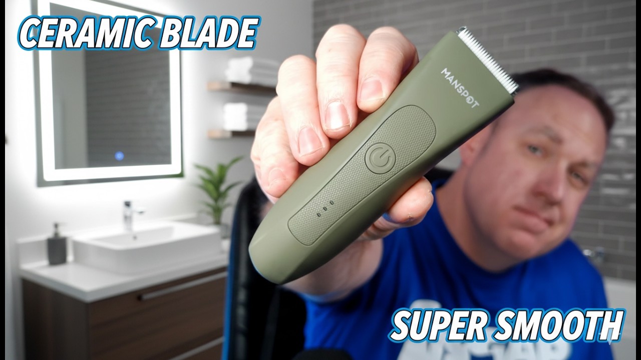 This MANSPOT Manscape trimmer has a ceramic blade with a super smooth ...