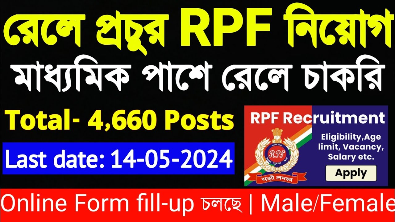 Railway RPF Recruitment for 4660 posts 🔥RRB new vacancy 📌 Railway New ...