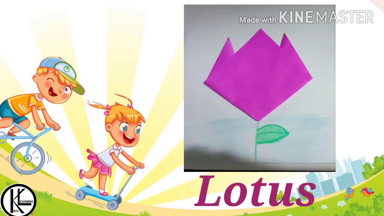 Lotus making with craft paper | Simple lotus making | Kids Learning | # ...