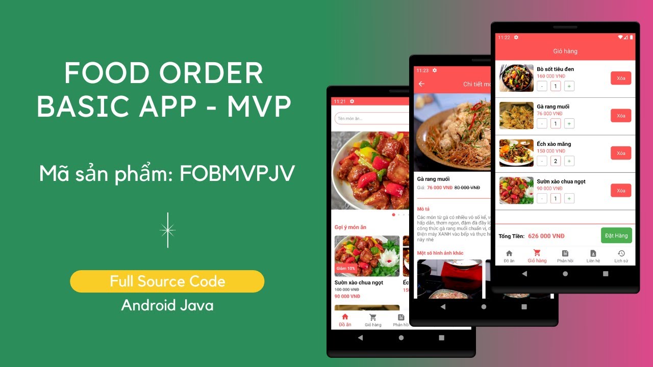 [Đồ án tốt nghiệp Android] - Food Order Basic App - MVP (Model - View - Presenter) - YouTube