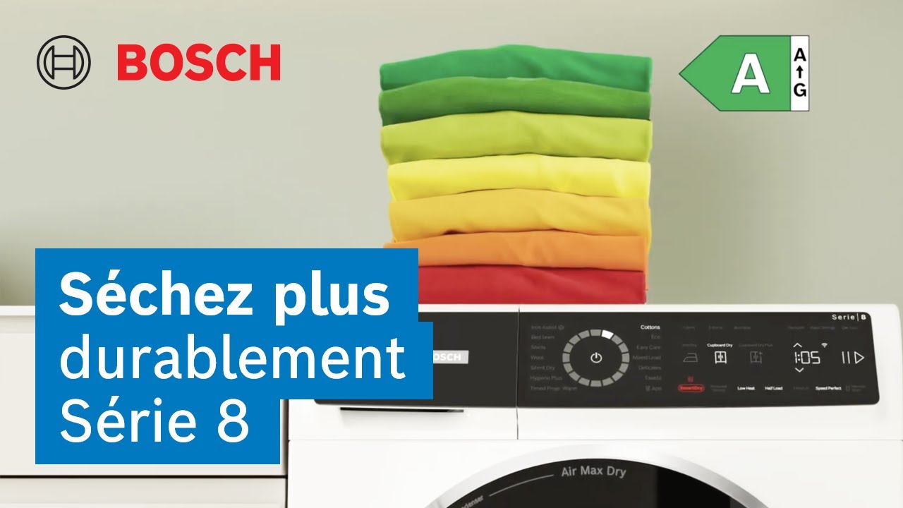 Sèche-linge pompe à chaleur Bosch Série 8 : séchez plus durablement ...
