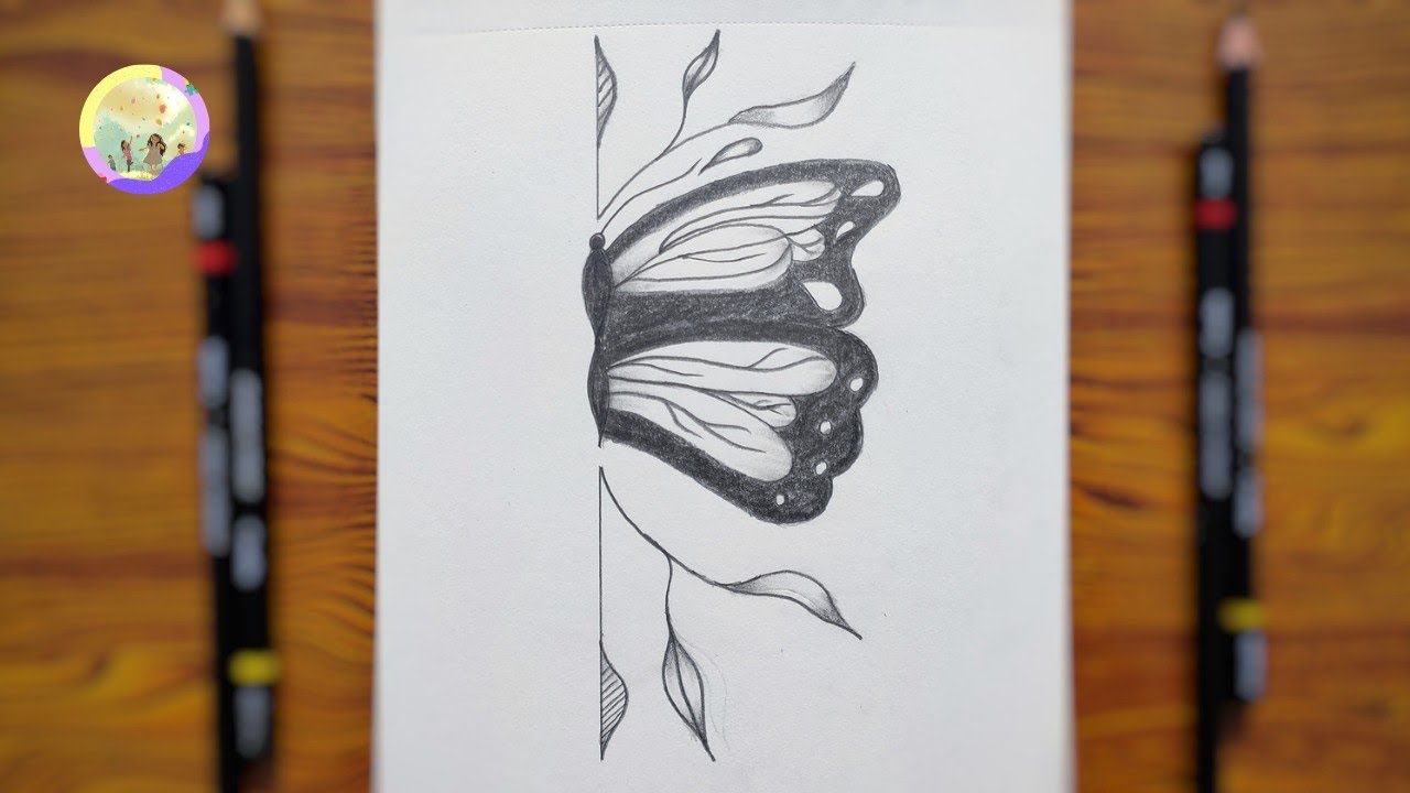 Creative butterfly drawing with pencil // How to draw a butterfly ...