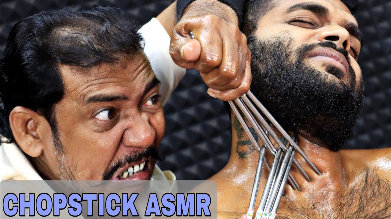 Asim Barber Perfectly Use Chopsticks For Neck Massage | Shoulder ...