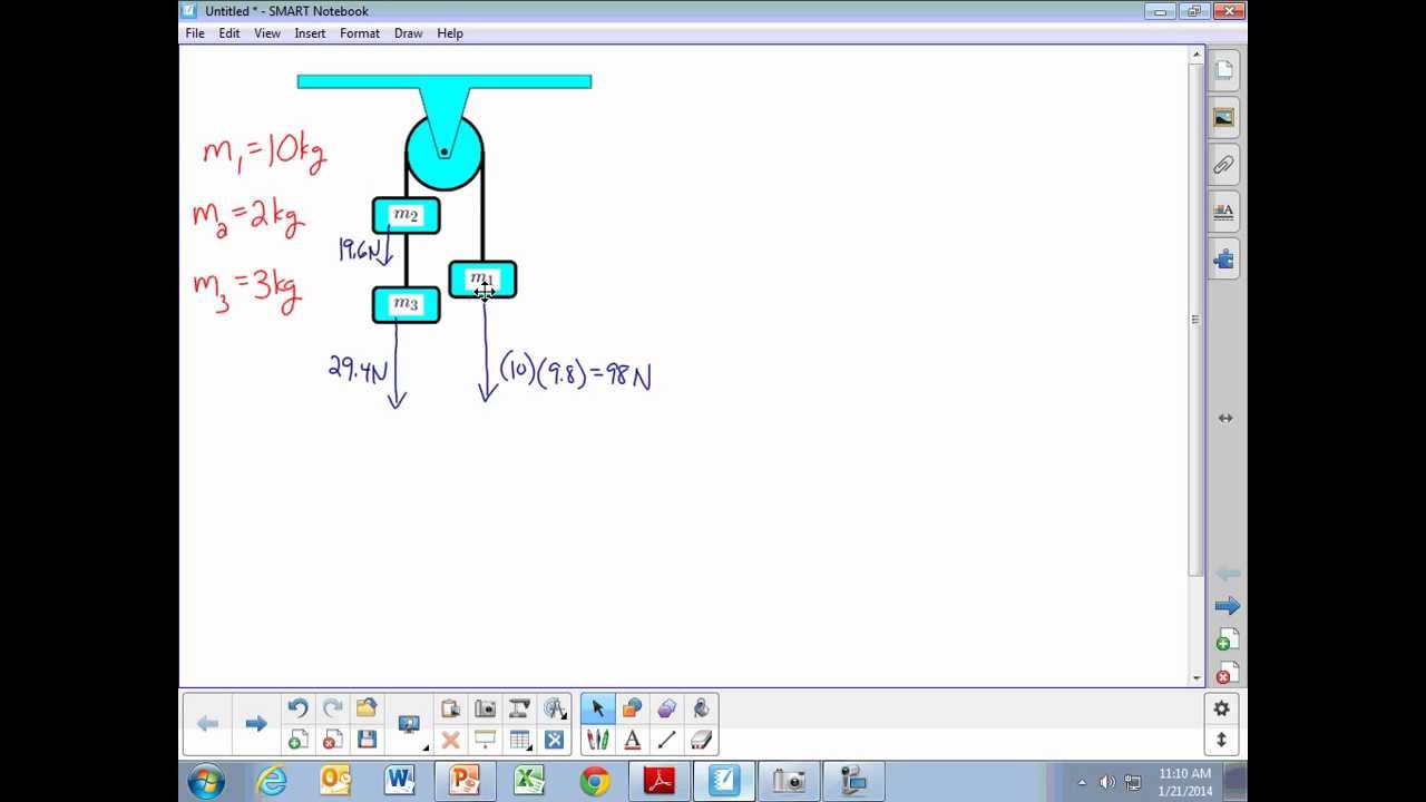 Atwood's machine with 3 blocks - YouTube