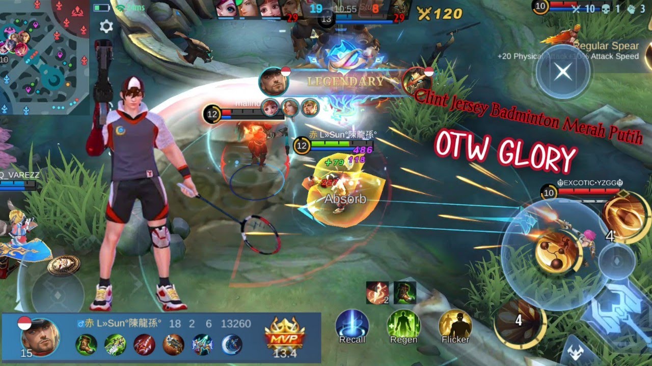 Gameplay Clint Badminton Jersey Indonesia Auto dapat Emas 🏆 || MLBB ...