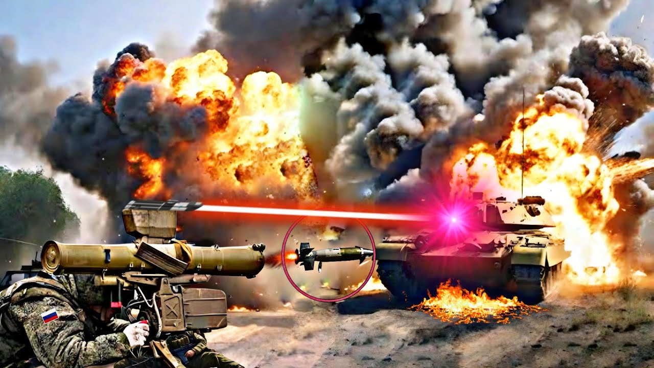 Russia's newest ATGM missile hits a Ukrainian tank convoy and destroys ...