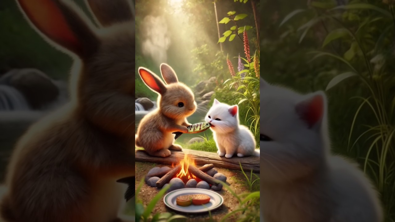 Mature Rabbit Save Kind Cat 😺 Life #animalrescue #rabbitrescue # ...