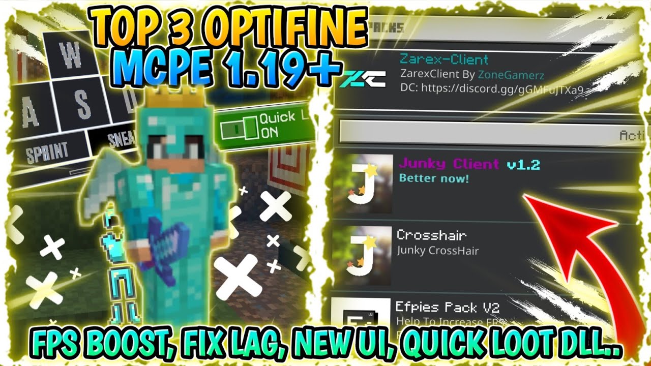 TOP 3 OPTIFINE Untuk MCPE!! Fps Boost Support 1.19!! - YouTube