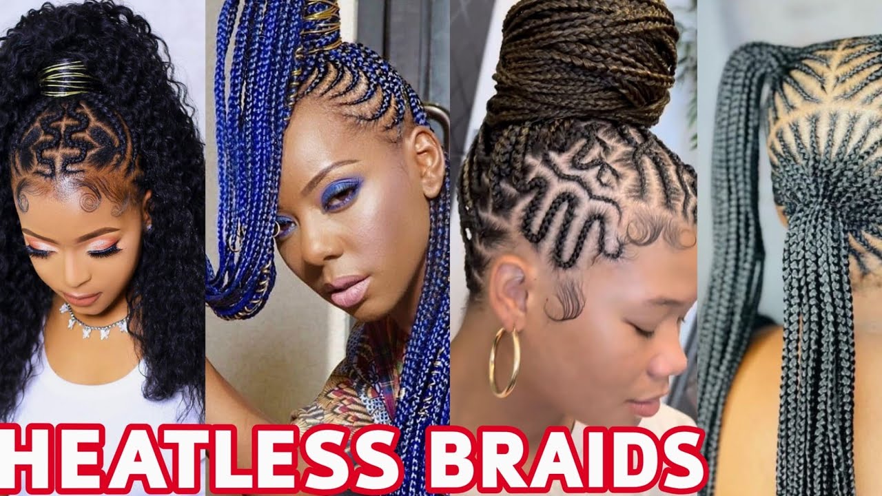HEATLESS BRAIDS HAIRSTYLES FOR LONG AND SHORT NATURAL HAIR - YouTube