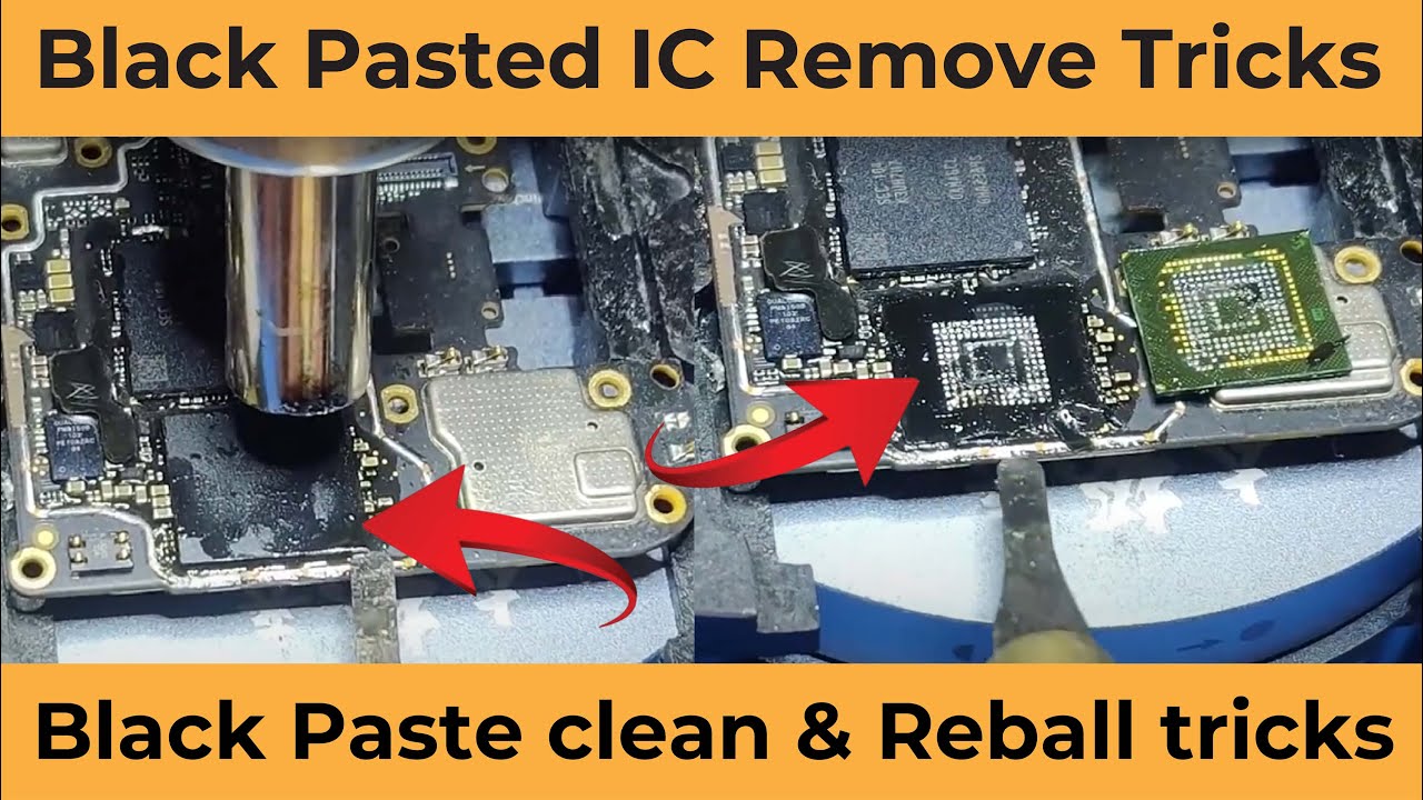 How to remove black paste CPU IC by student? Black paste clean & Reball ...