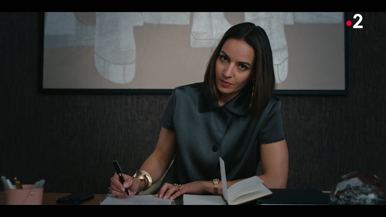 Antonia Desplat in black satin blouse - Made in France S01E01 - YouTube