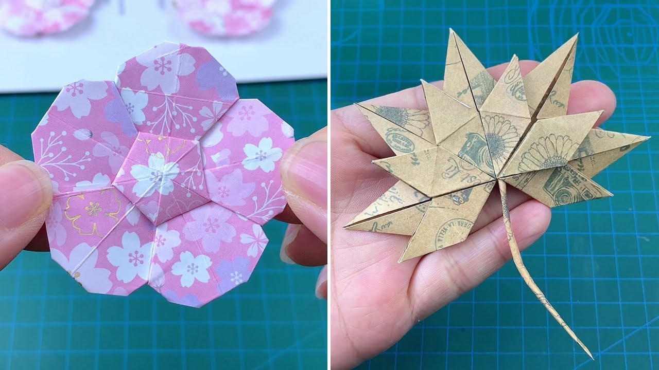 Easy Origami Flower Craft For Kids | Easy Origami Leaf Tutorial | How to Make Paper Leaves - YouTube