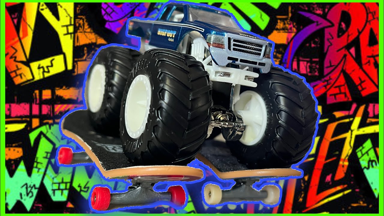 Hotwheels/Monster Jam Monster Truck Freestyle AND Tech Deck Stunts ...