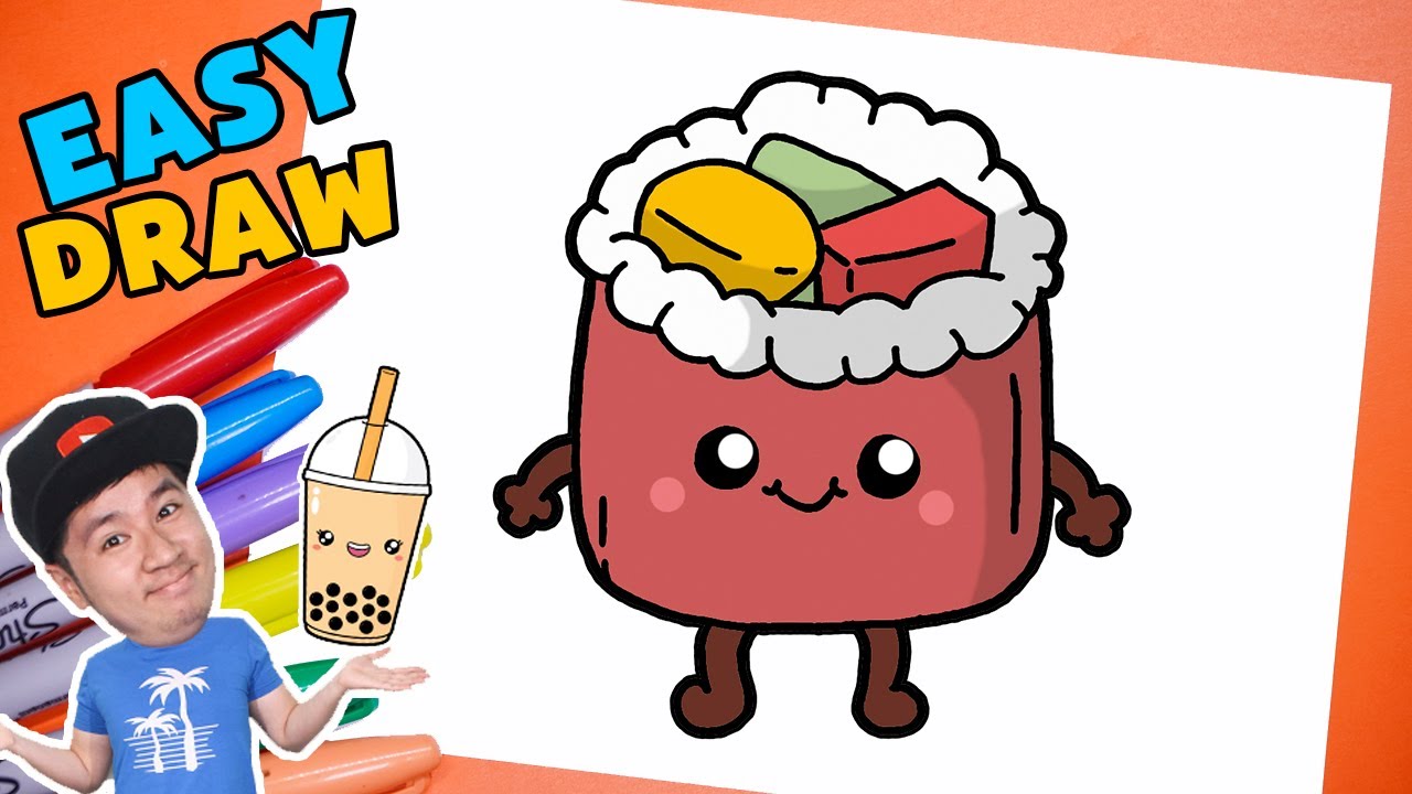 Draw Cute Sushi || How To Draw Sushi Kawaii - YouTube