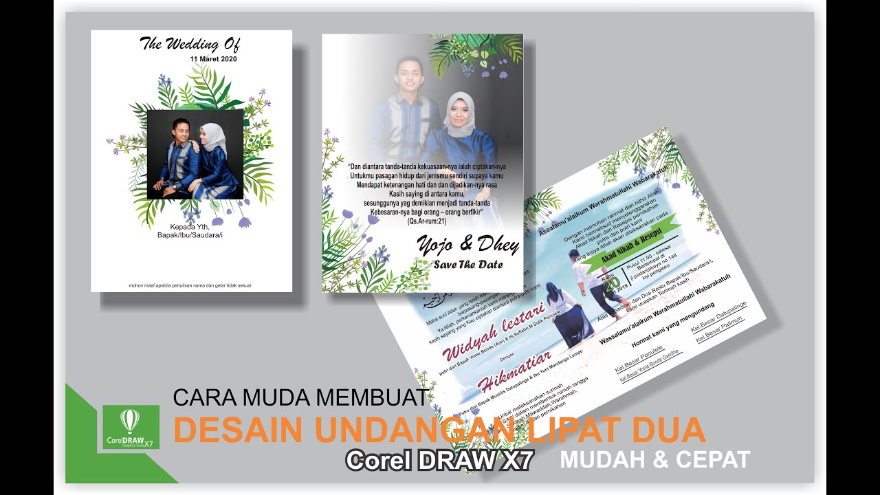 Cara Membuat UNDANGAN lipat dua di Corel Draw X7 dengan mudah - YouTube