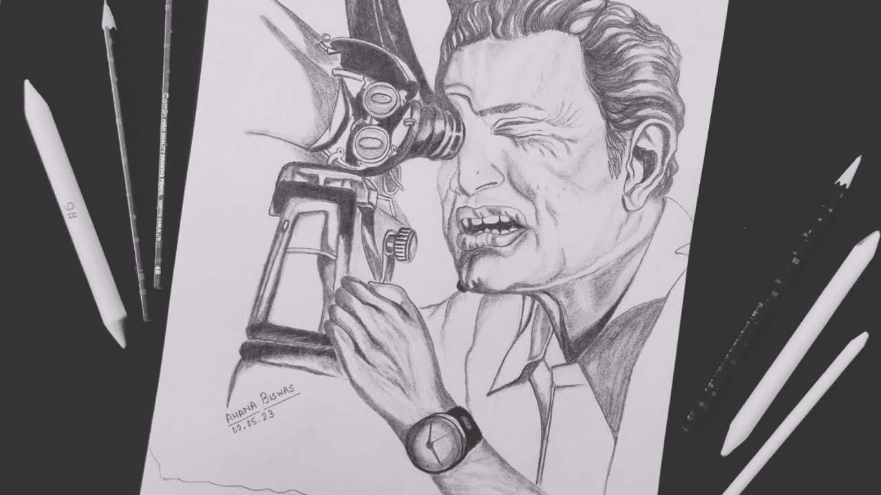 102 nd birth anniversary of the Legend Satyajit Ray portrait drawing ...