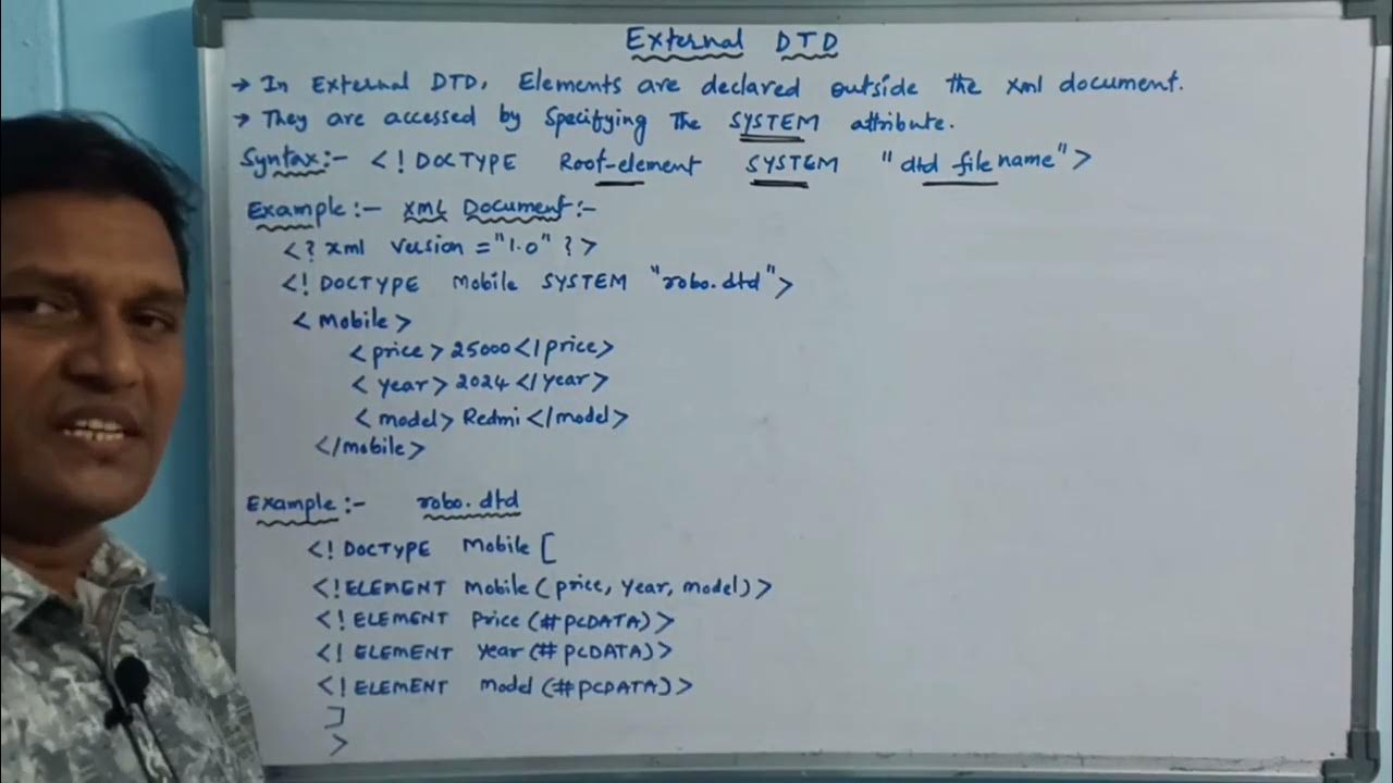 External DTD | XML DTD | XML Validation | Web Technology | PART - 6 | Telugu - YouTube