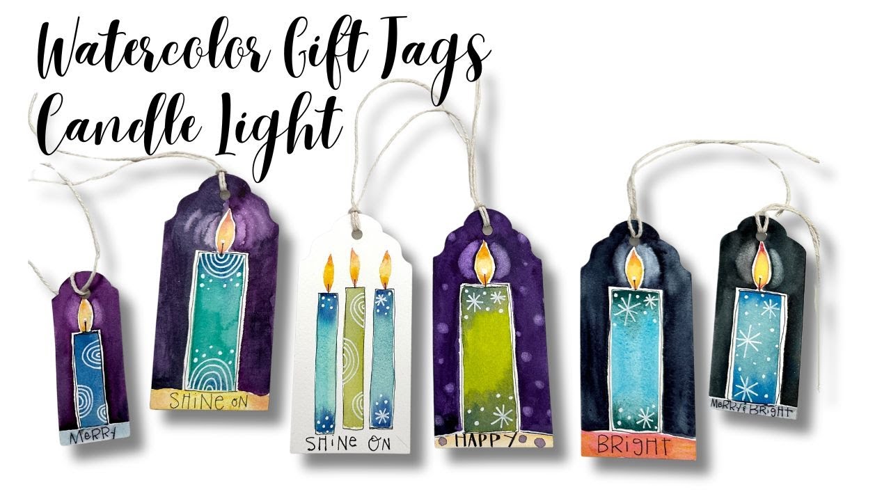 Transform Gift Tags with Glowing Watercolor Candles - YouTube