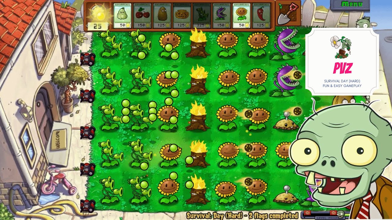 🌻 Survival Day (Hard): Fun & Easy Plants vs. Zombies Gameplay! 🌻 - YouTube