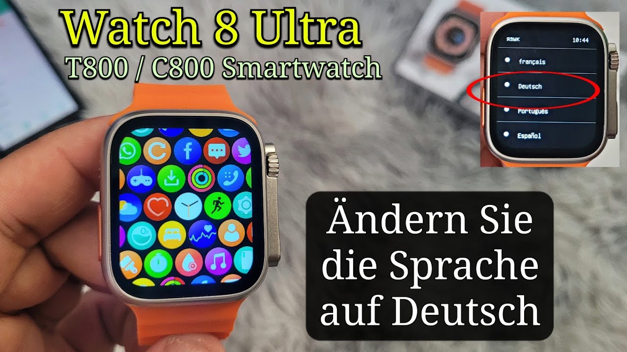 Smart Watch 8 Ultra Ändern Sie die Sprache auf Deutsch 🇩🇪 | C800 T800 ...