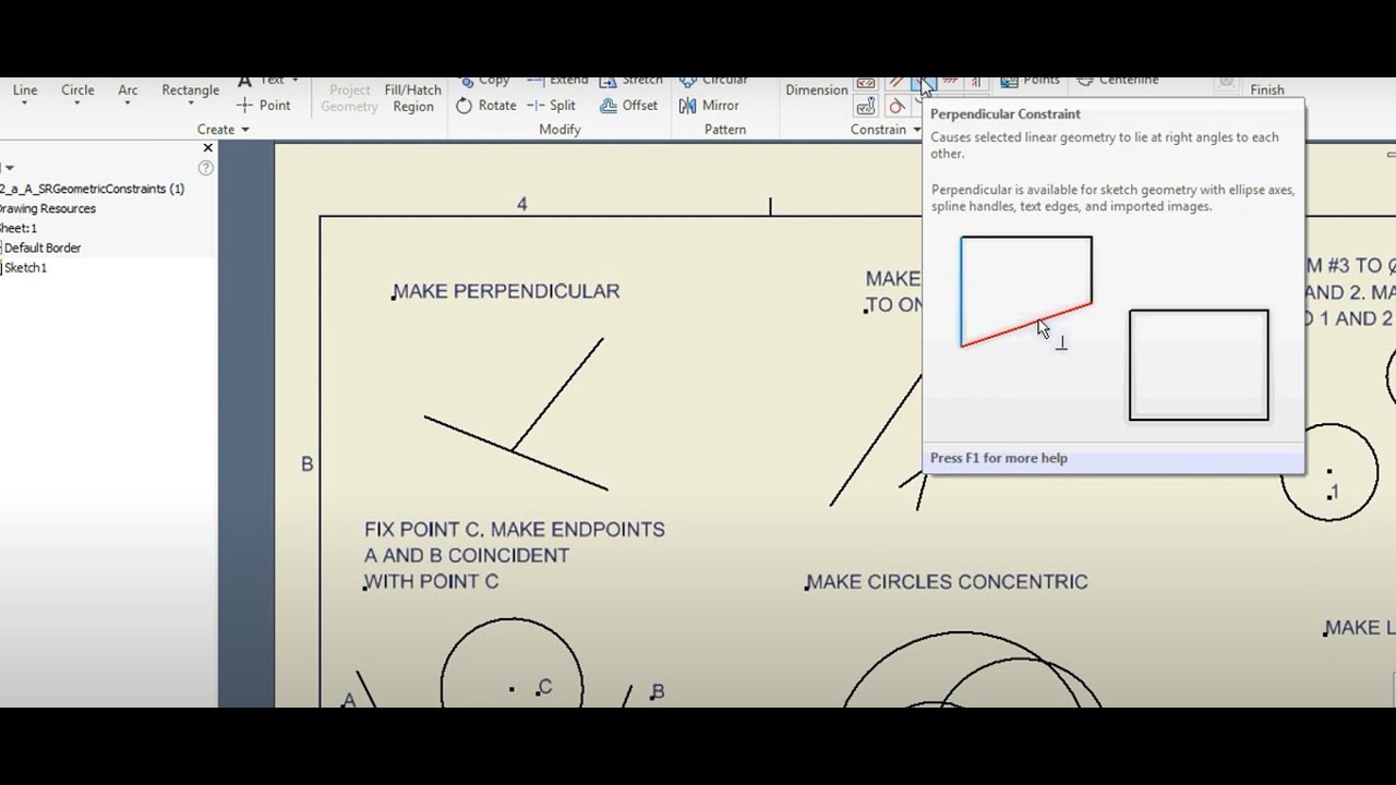 Autodesk Inventor - Geometric Constraints in Drawing Sheet Mode in ...