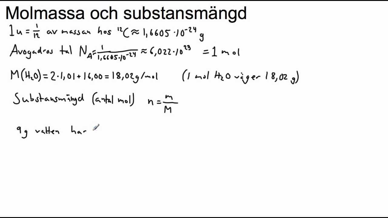 Molmassa och substansmängd - YouTube