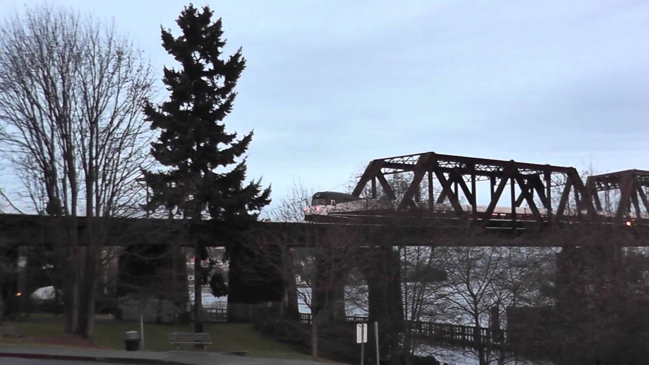 Amtrak Cascades Talgo (New train set) crossing the Ballard Drawbridge ...