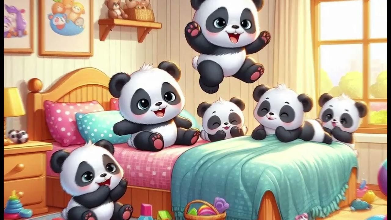 Five Little Pandas Jumping on the Bed | Nursery Rhymes & Kids Songs - YouTube