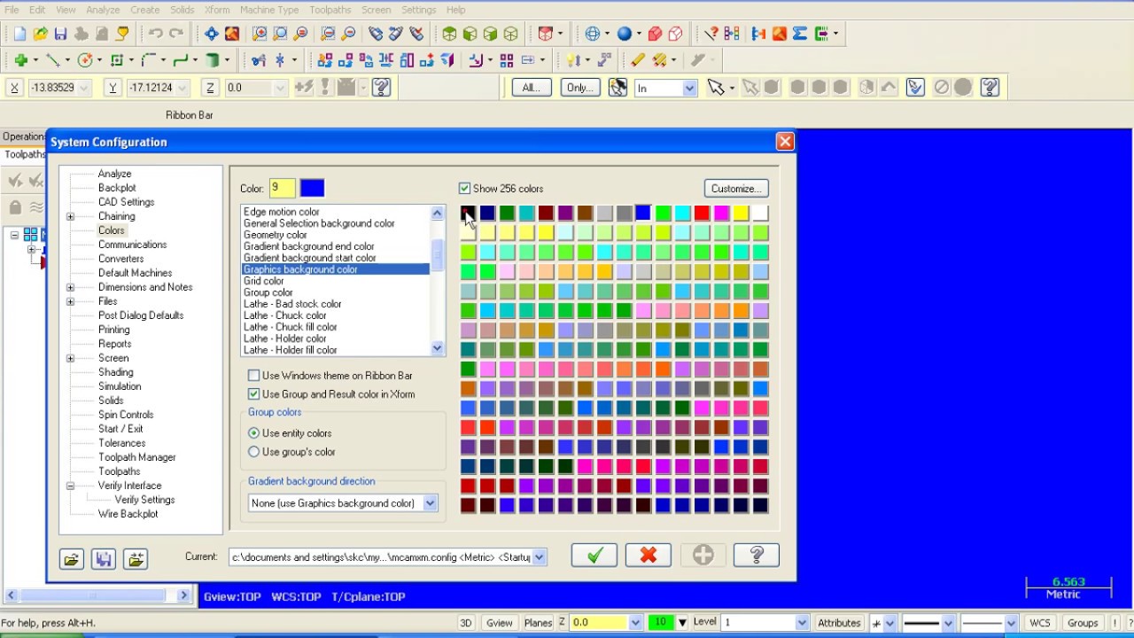 MASTERCAM X5 - CHANGE BACKGROUND COLOR, DRAW WITH LEVEL,CHANGE COLOR ...