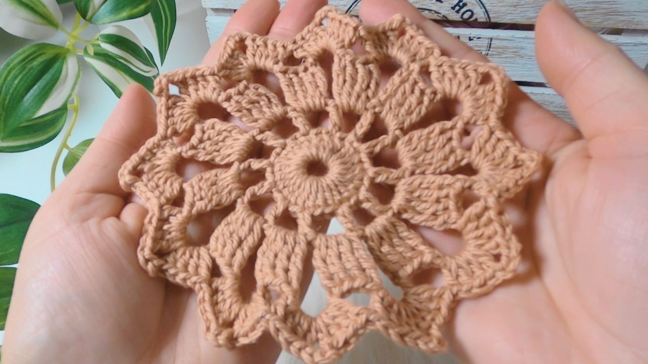 Quick & Easy Crochet Round Flower for Left Handed Beginners - YouTube