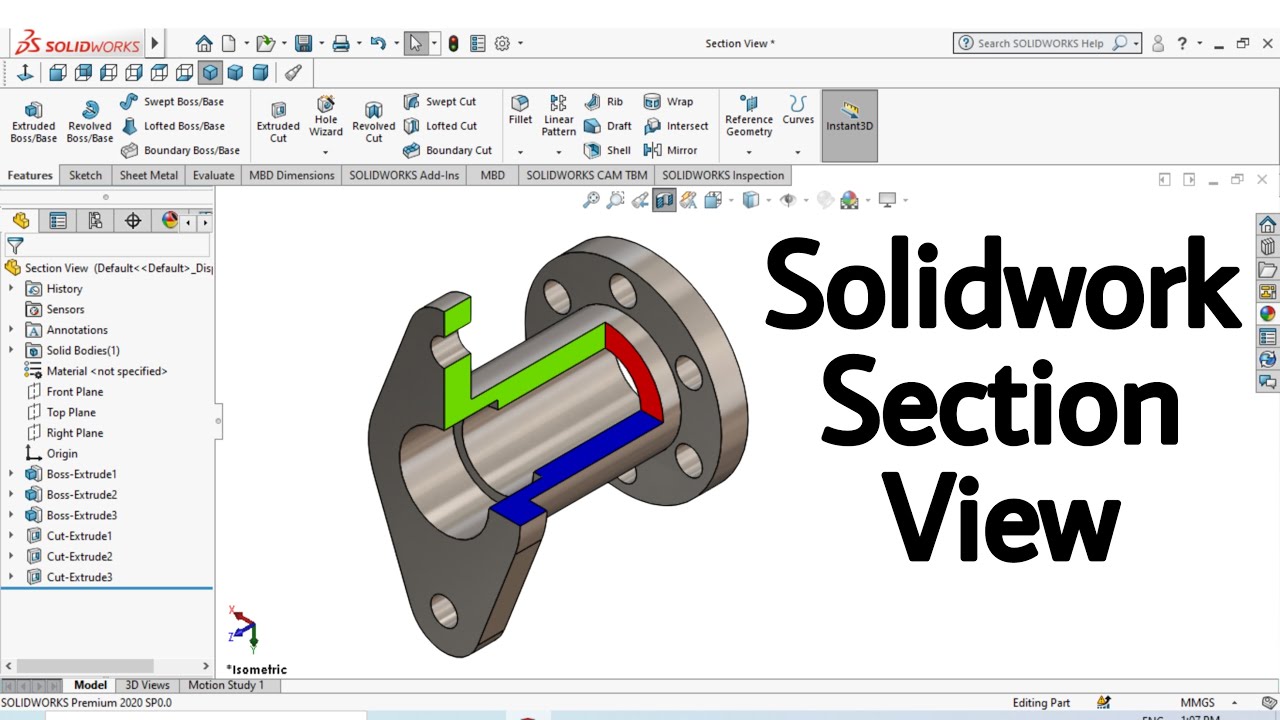 Solidwork Section View || How to Section view ll Color Section View ...