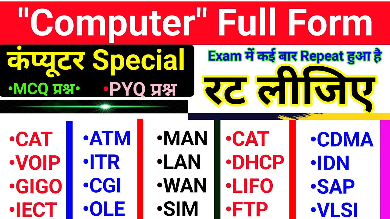 Computer Full form Questions,कंप्यूटर महत्वपूर्ण Full form,Computer ...