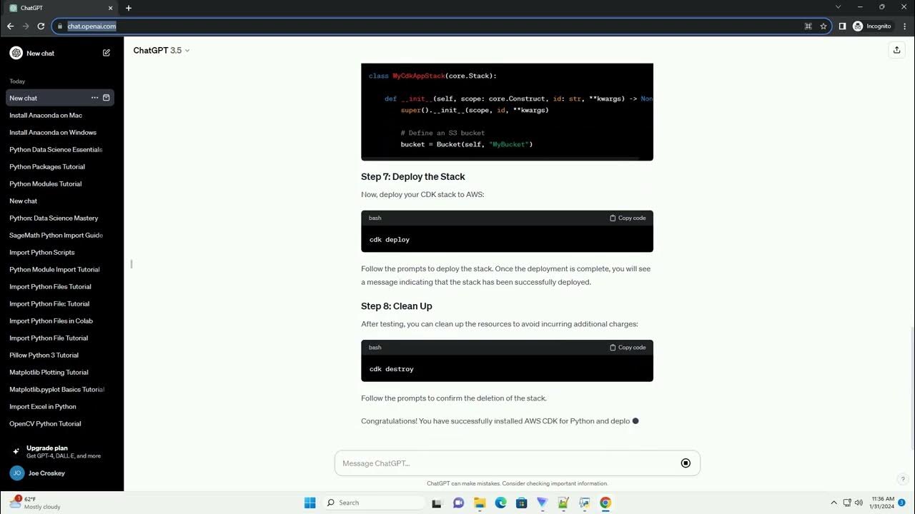 install aws cdk python - YouTube