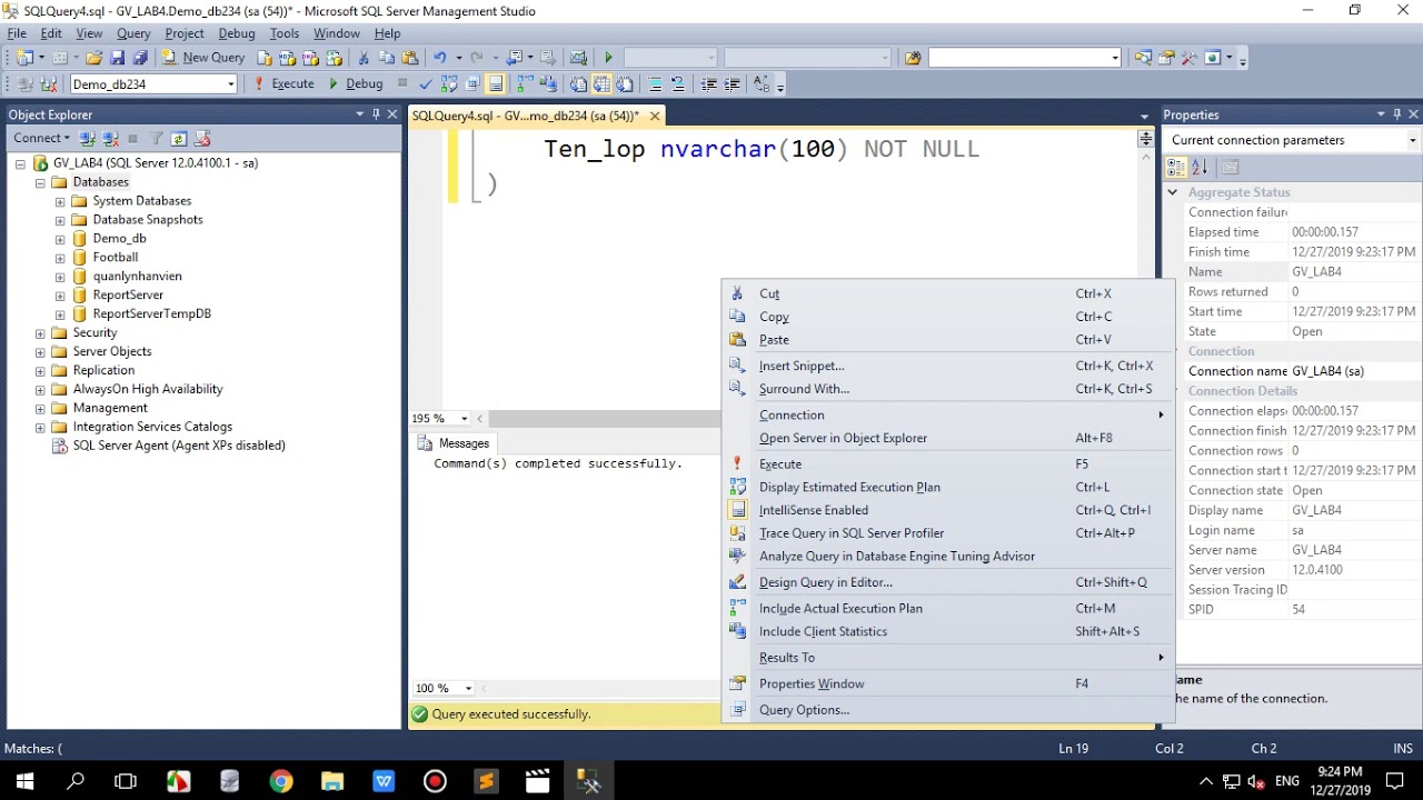 SQL 2014 - Bài 4 Sử dụng lệnh T-SQL Cơ sở dữ liệu quan hệ cơ bản - YouTube