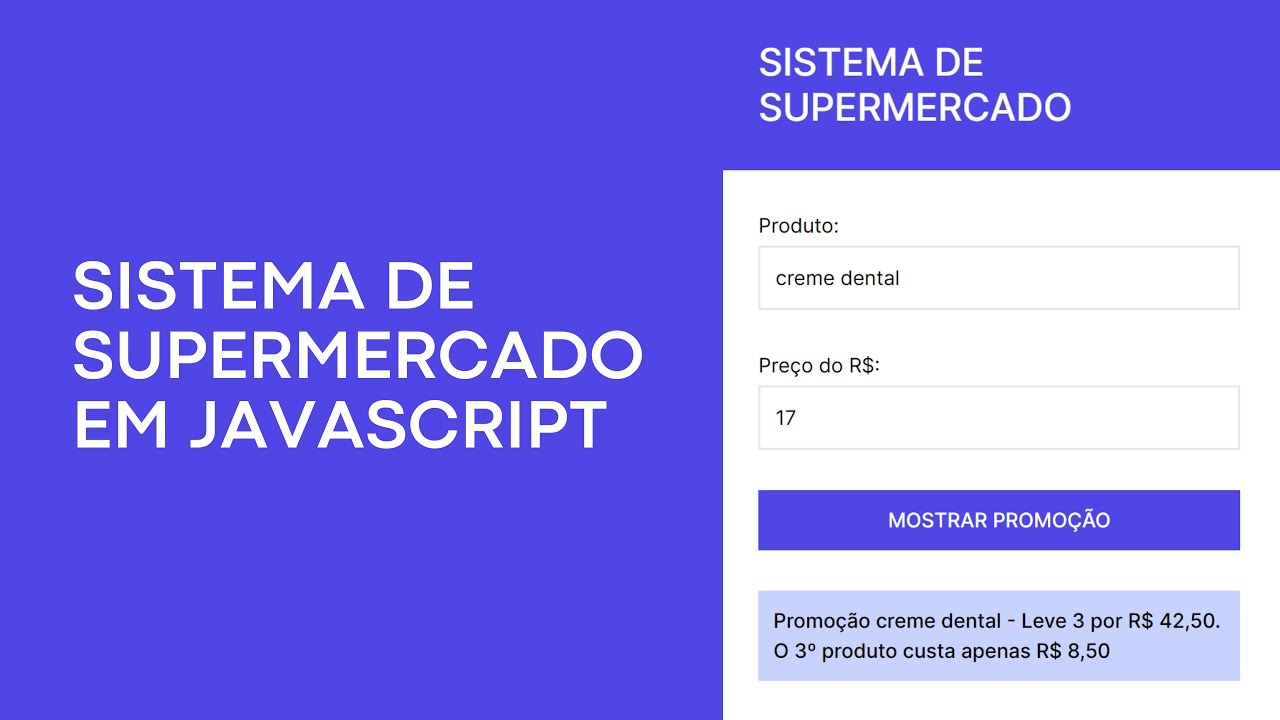 EXERCÍCIOS JAVASCRIPT - SISTEMA DE SUPERMERCADOS EM JAVASCRIPT - YouTube