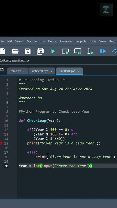 Write A Python Program To Check Leap Year Python Python Pythonprogram Learnpython Youtube