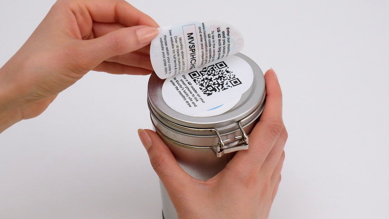 Peel and reveal label with unique code - YouTube