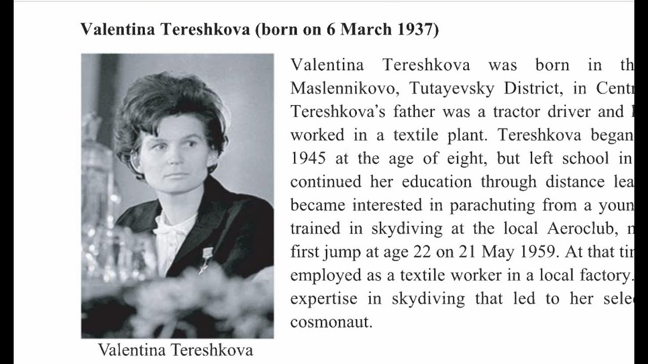 Unit 1 : Lesson 3 l Valentina Tereshkova - YouTube