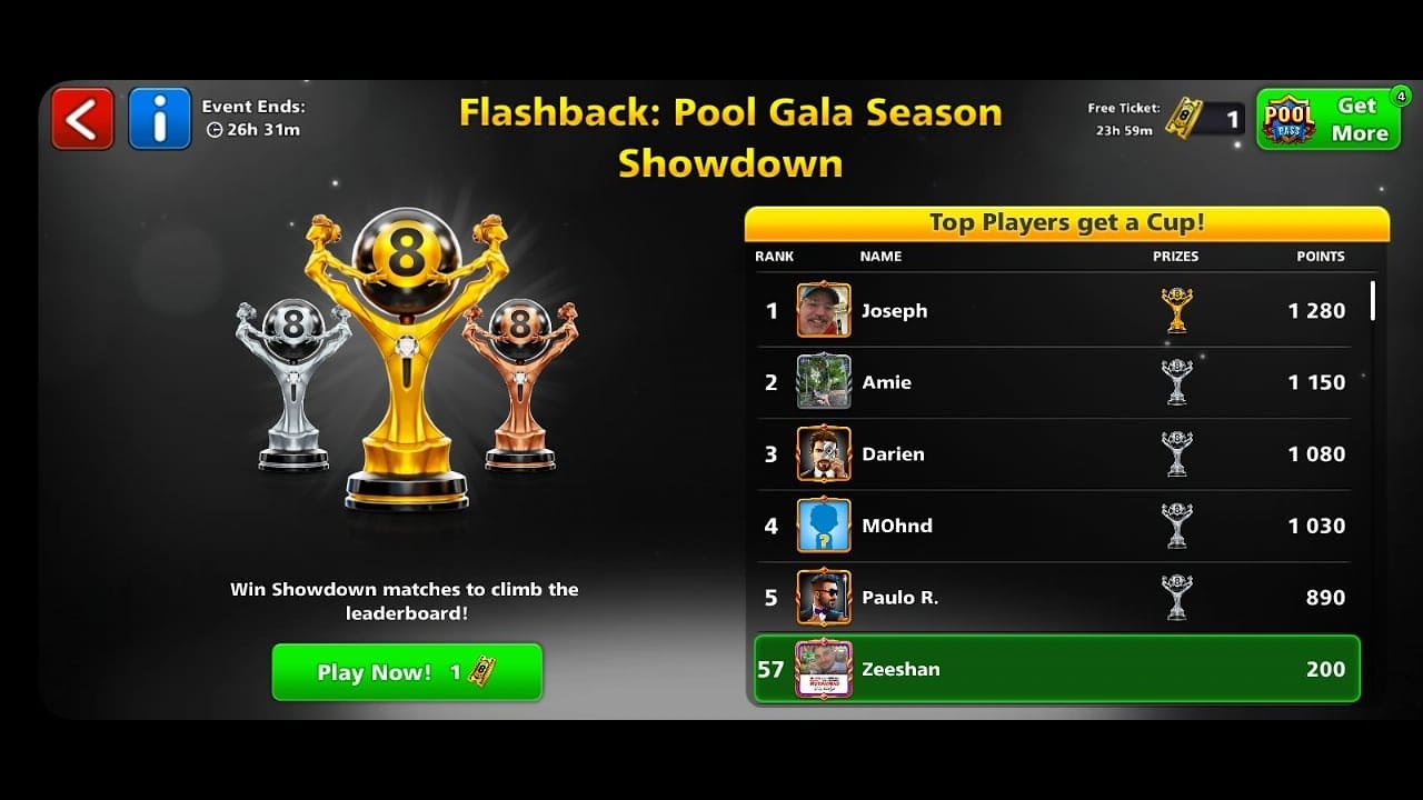 Flashback Pool Gala Season 8 Ball Pool New Event - YouTube