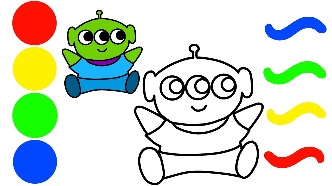 How to Draw Toy Story Alien | Draw and Coloring | Easy Drawing | Step ...