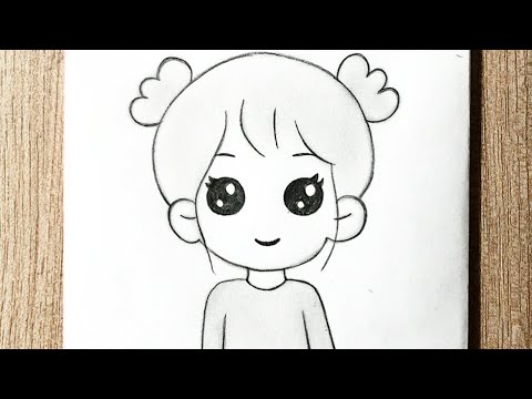 How to draw a cute girl with the twin buns hairstyle || cute drawing ...