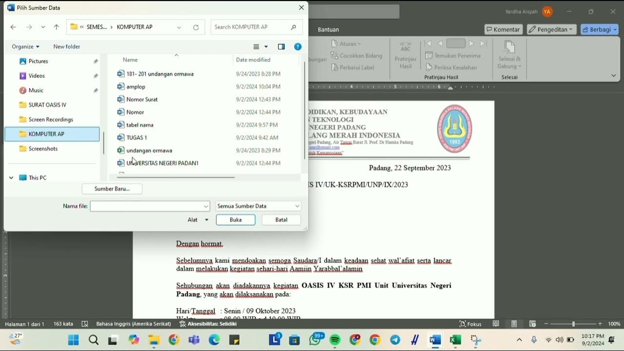Proses menggunakan Mail Merge dalam bisnis - Ujian Tengah Semester - YouTube