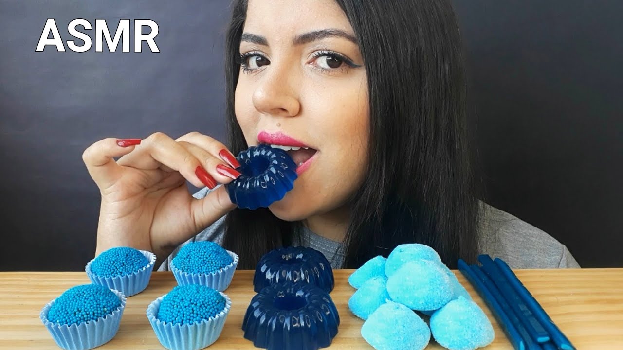 ASMR COMIDA DOCE - MARSHMALLOW, BRIGADEIRO, BALAS FINI, DOCES AZUIS ...