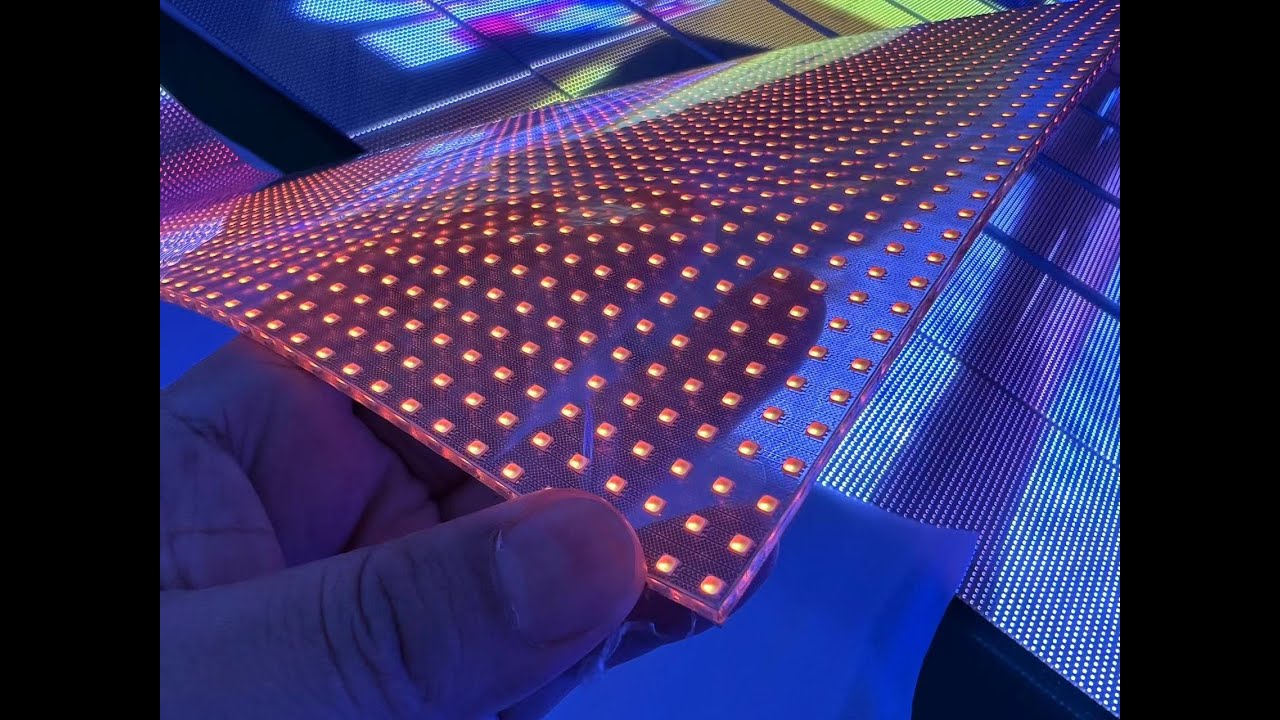 Adhesive soft film transparent bendable led display,P4,P4-8,P6,P8,P10 ...