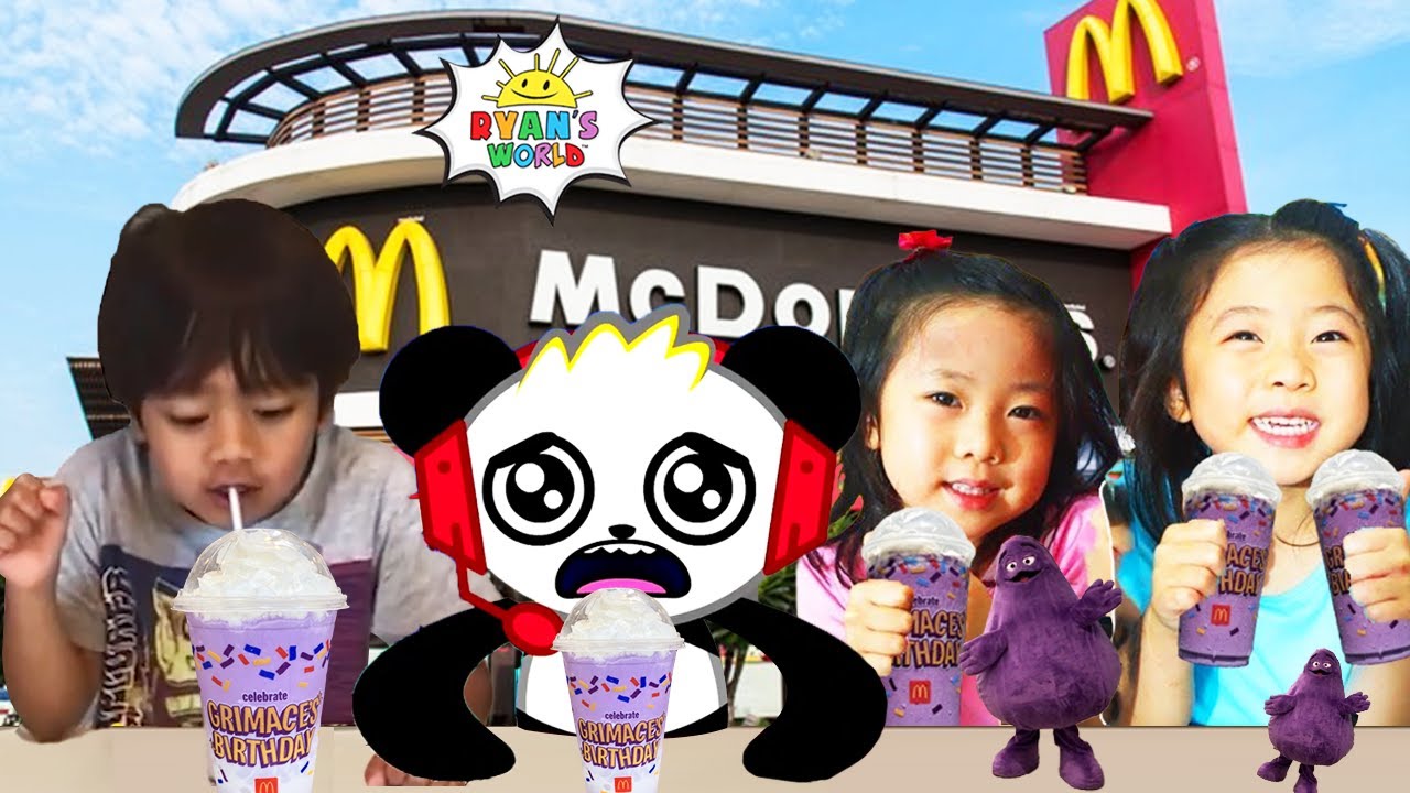 Ryan's World & Combo Panda & Sisters Emma & Kate Tries Grimace Shake ...